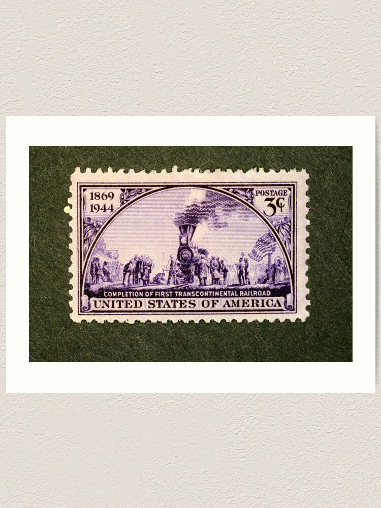 "1944 3c First Transcontinental Railroad Postage Stamp" Art Print for ...