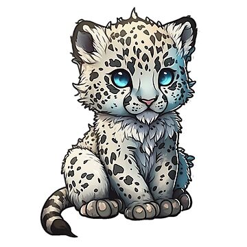 "Cute Chibi Snow Leopard" Sticker for Sale by wildlifezen | Redbubble