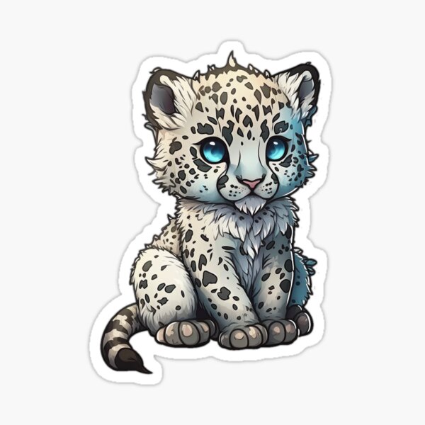 "Cute Chibi Snow Leopard" Sticker for Sale by wildlifezen | Redbubble