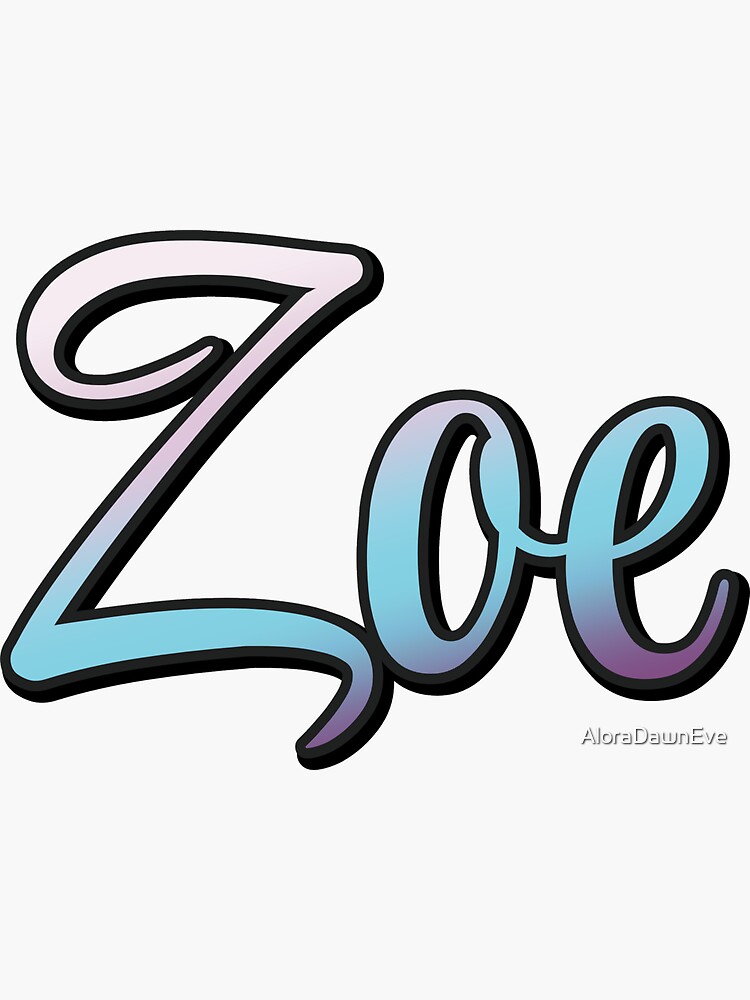 "Pretty Script Zoe Typographic Name in Cool Colors" Sticker for Sale by ...