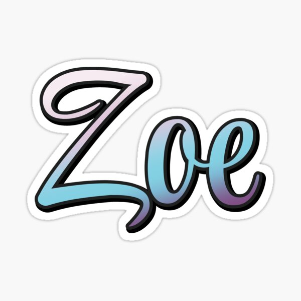 "Pretty Script Zoe Typographic Name in Cool Colors" Sticker for Sale by ...