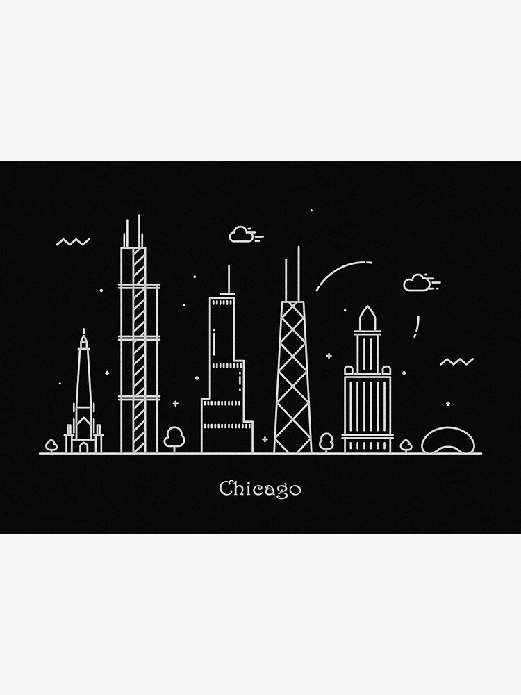 "Chicago Skyline Minimal Line Art Poster" Sticker by geekmywall | Redbubble