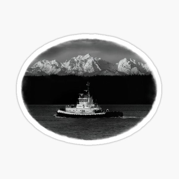 "Foss Tugboat in the Puget Sound" Sticker for Sale by JMPH | Redbubble