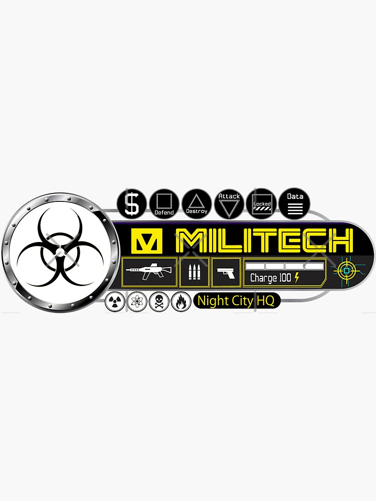 "Cyberpunk - Militech International Armaments V2" Sticker for Sale by ...