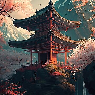 "Japanese Landscape #3, Digital Art, Wall Art, Japanese vertical print ...