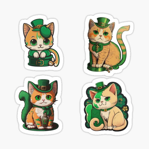 "St Patricks Day Parade Leprecat Funny Irish Cat Pack" Sticker for Sale ...