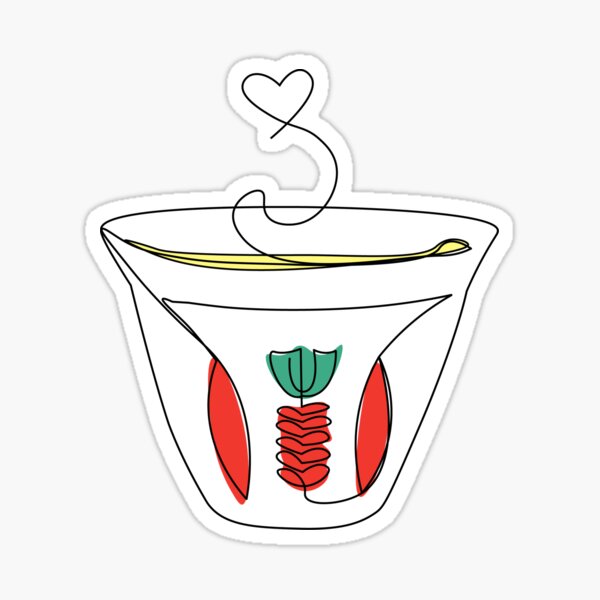 "Lebanese Turkish Coffee Cup Line Art Design" Sticker for Sale by MimoD ...