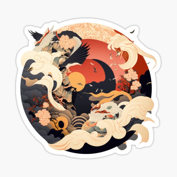 "Capturing the Zen Elements of Nature - Ukiyo-E style" Sticker for Sale ...