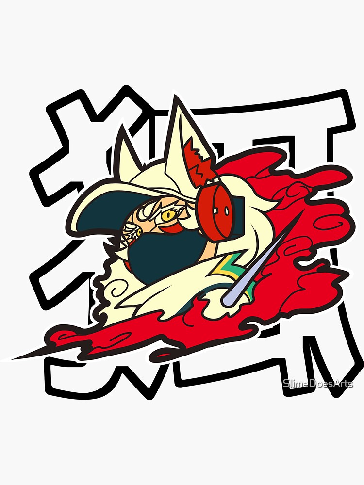 "Rocket Radio: Kitsune Tagger (White Variant)" Sticker for Sale by SlimeDoesArts | Redbubble