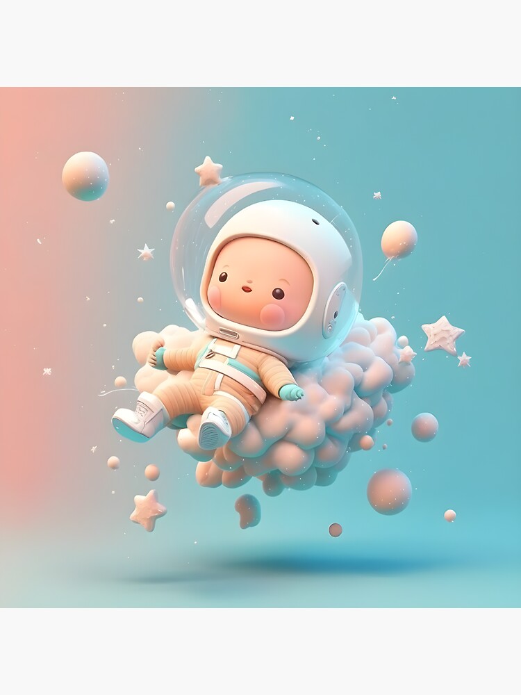 "Tiny cute baby astronaut flying in space" Sticker for Sale by AiZoo ...