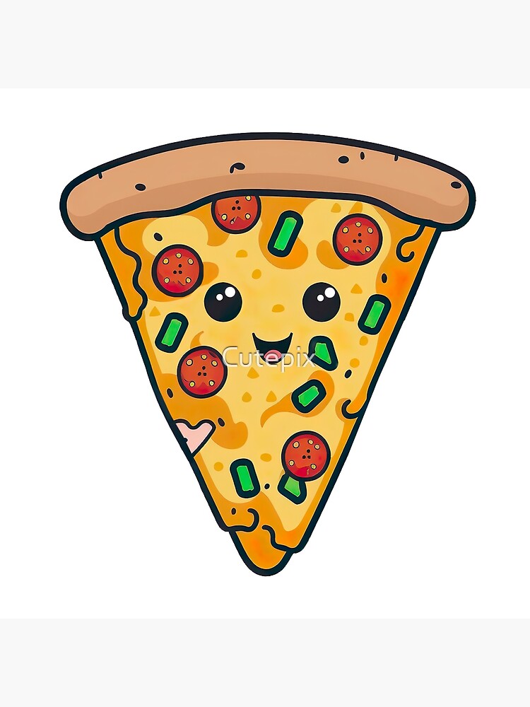 "Pizza Slice Kawaii Chibi Cute Hot ChipsTakeout Food Hand Drawn ...