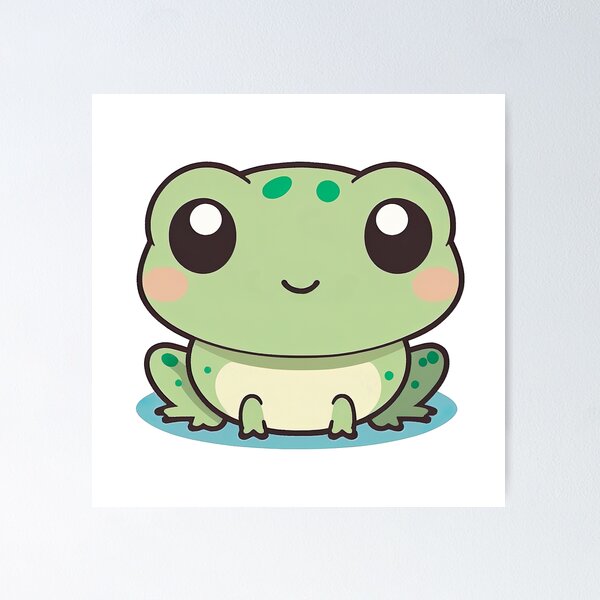 "Happy Frog Cute Kawaii Chibi Hand Drawn Illustration" Poster for Sale ...