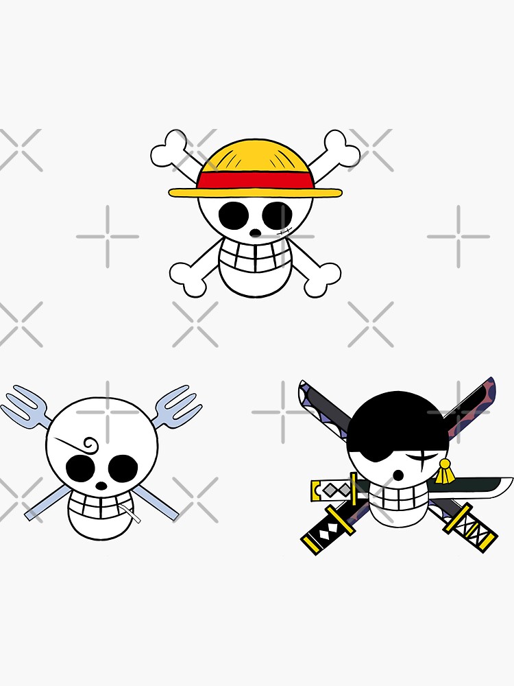 "One piece straw hat pirates stickers pack " Sticker for Sale by ...