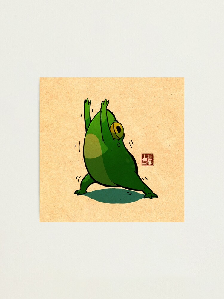 "Yoga Frog Warrior Pose" Photographic Print for Sale by DingHuArt ...