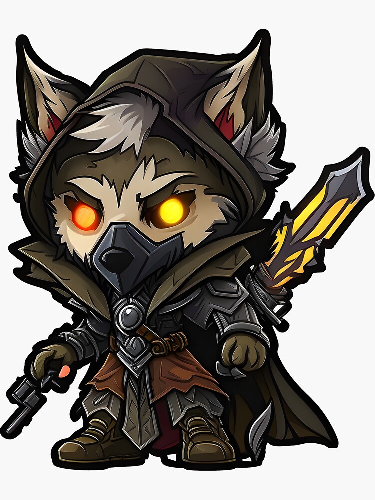 "Chibi WarLock Wolf " Sticker for Sale by ToxicDisign | Redbubble