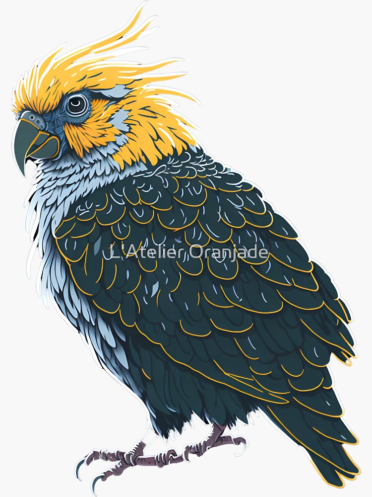 "scary prehistoric cockatiel, vintage colors, high detail, vector ...