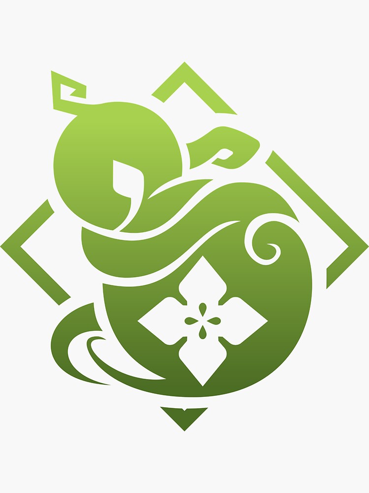 "Baizhu logo in Dendro colours - Genshin Impact" Sticker for Sale by ...