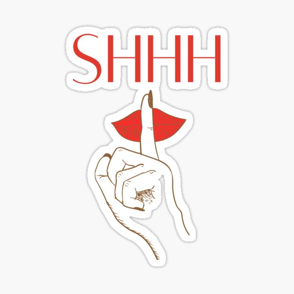 "SHHH, Silence with Red Lip and Finger Gesture" Sticker for Sale by lightnamu | Redbubble