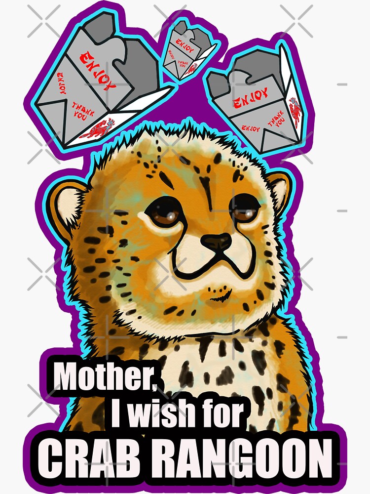 "Mother, I wish for crab rangoon! (version 2!)" Sticker for Sale by crizltron | Redbubble