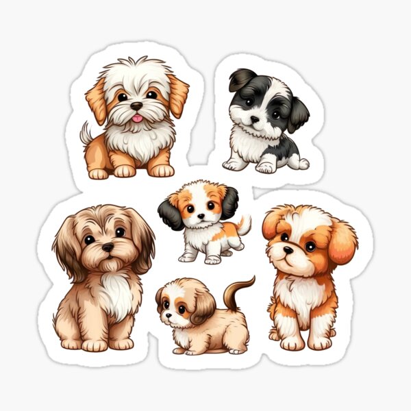 "Collection of puppy stickers" Sticker for Sale by mhart64 | Redbubble