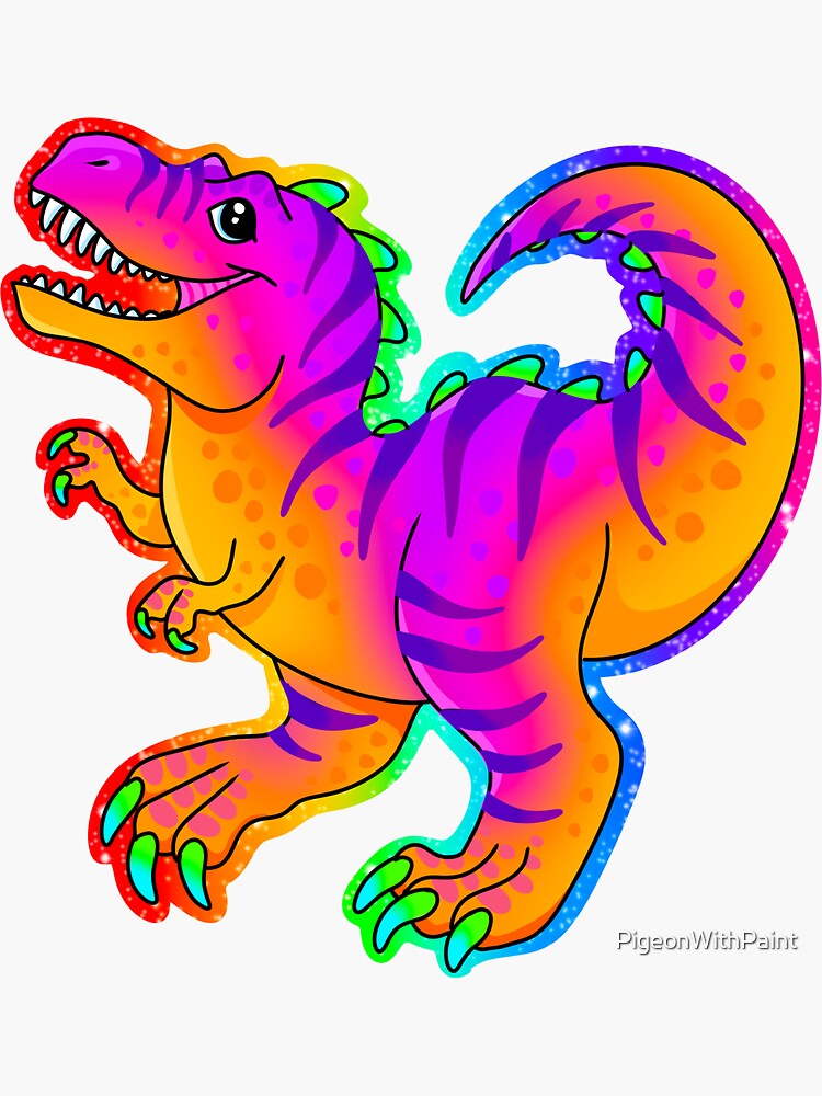 "Rainbow rexy " Sticker for Sale by PigeonWithPaint | Redbubble