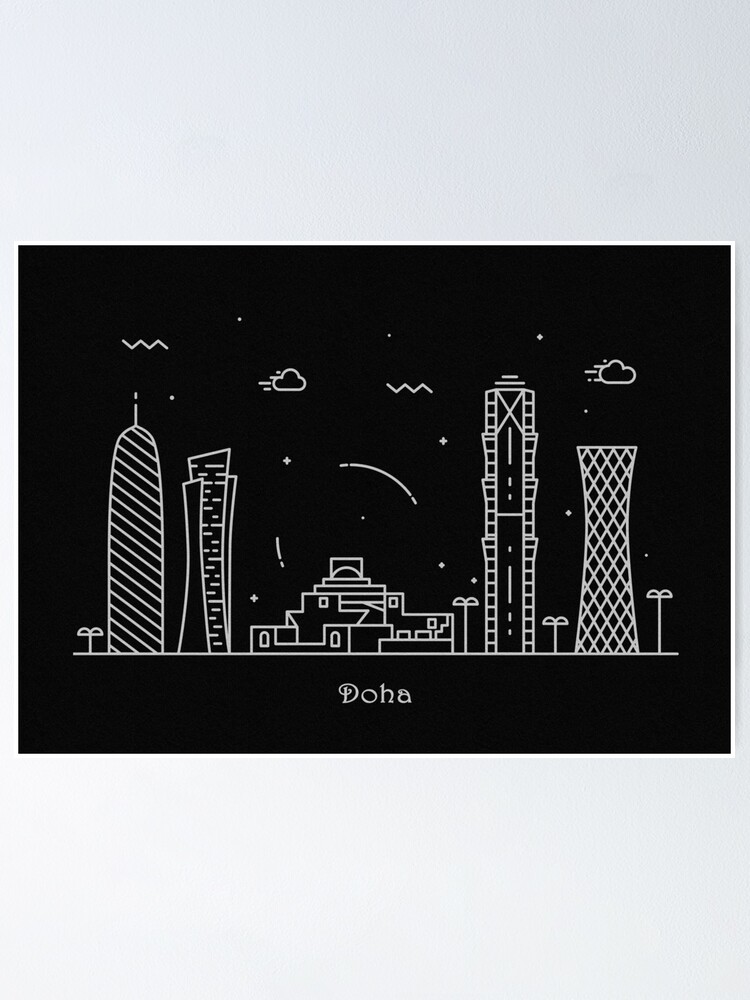 "Doha Skyline Minimal Line Art Poster" Poster by geekmywall | Redbubble