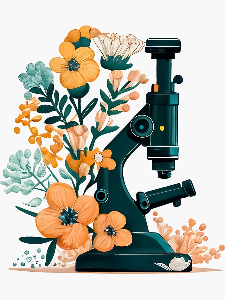 "Microscope with flowers" Sticker for Sale by saskdigitalart | Redbubble
