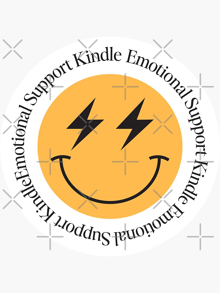 "Orange Emotional Support Kindle Smiley Face" Sticker for Sale by ...