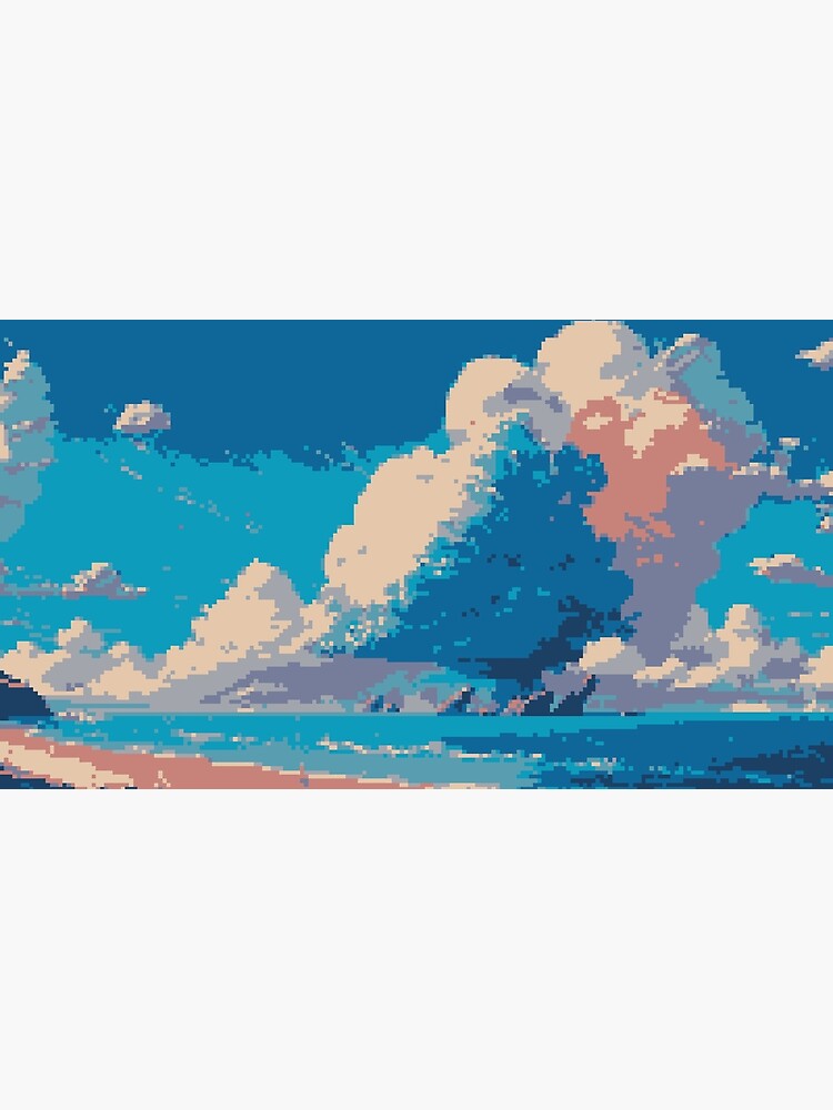 Beach and Clouds Pixel Art Premium Matte Vertical Poster sold by Cindy ...