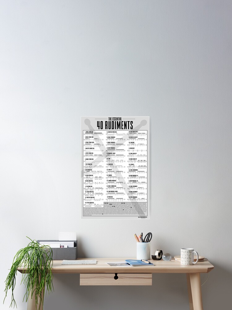 "The Essential 40 Rudiments Chart For Drummers Grey" Poster for Sale by ...