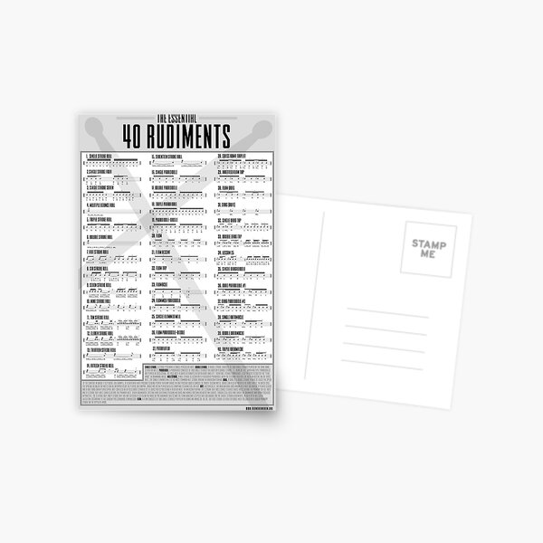 "The Essential 40 Rudiments Chart For Drummers Grey" Postcard for Sale ...