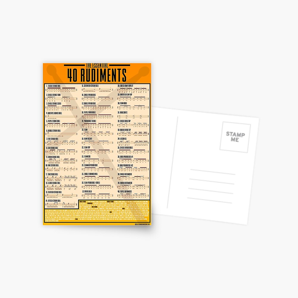 "The Essential 40 Rudiments Chart For Drummers Orange" Poster for Sale ...