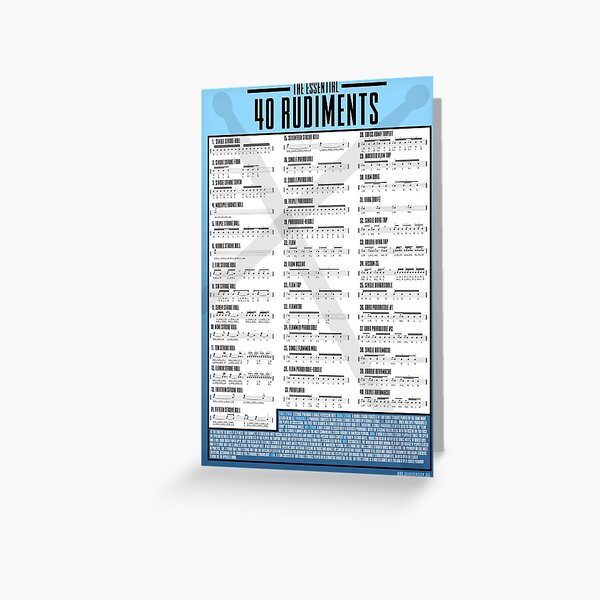 "The Essential 40 Rudiments Chart For Drummers Blue" Greeting Card for ...