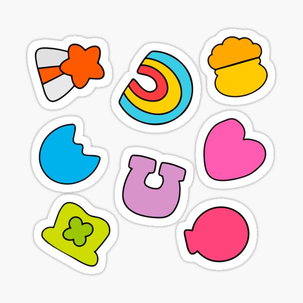 "Colorful Lucky Charms Shapes - Fun Cartoon Illustration" Sticker for ...