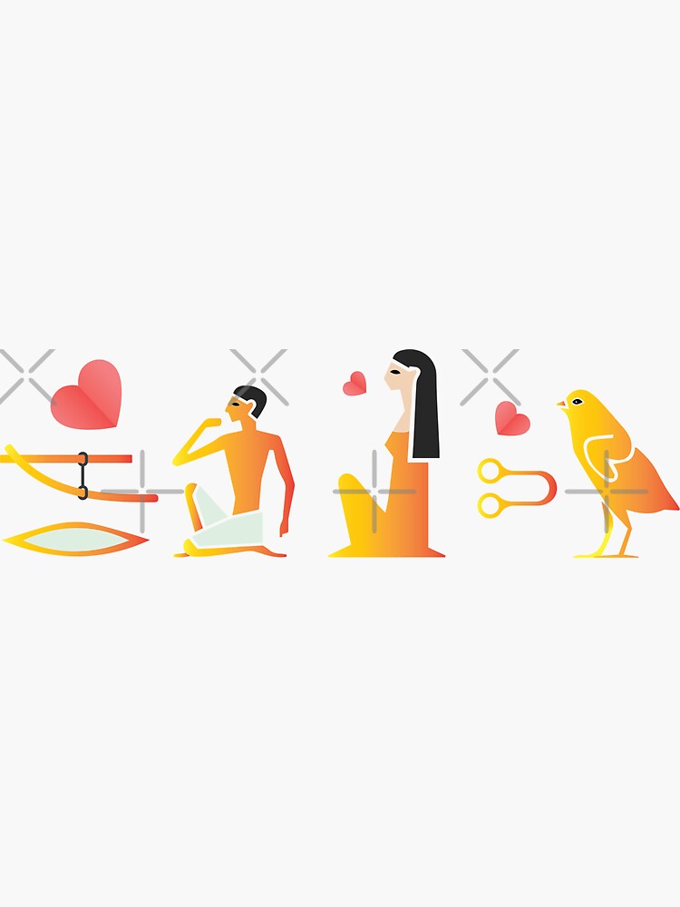 "I love you in ancient Egyptian hieroglyphics" Sticker for Sale by ...