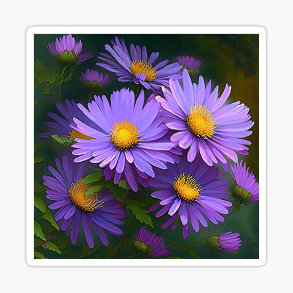 "Aster Flowers " Sticker for Sale by brandonv111 | Redbubble
