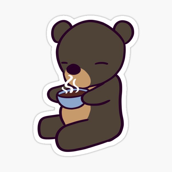 "Paws and Reflect - A Cute Cartoon Brown Bear's Coffee Break" Sticker ...