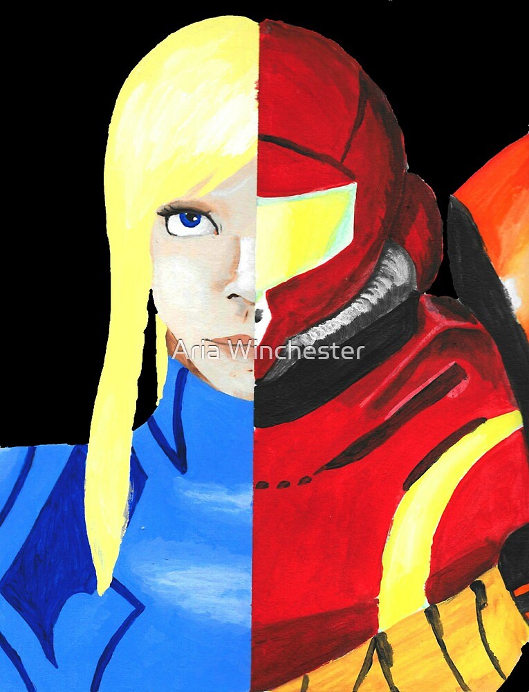 "Samus Zero suit and armor split" by AzureWhichcraft | Redbubble