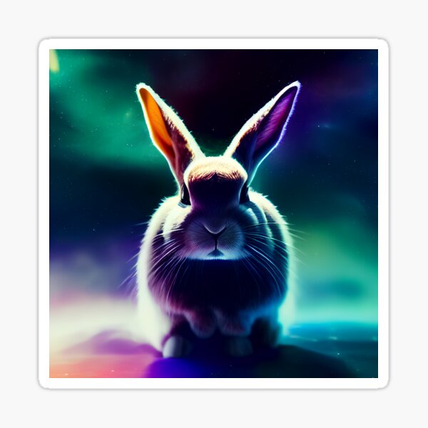 "Cute Rabbit in Space Nebula" Sticker for Sale by Random-AI | Redbubble