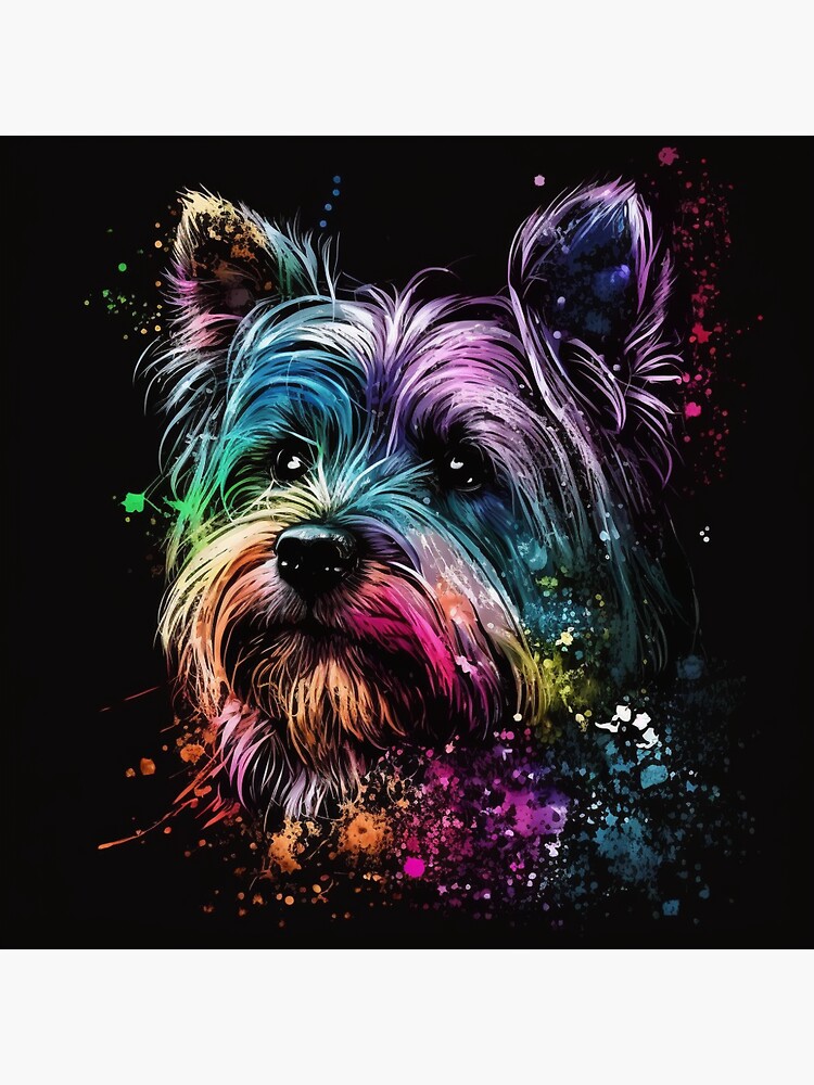 "Neon Watercolor Yorkie" Sticker for Sale by aCivilian | Redbubble