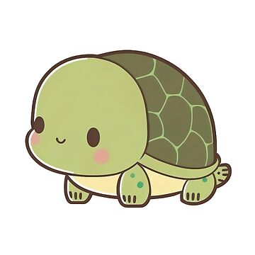 "Turtle Cute Kawaii Chibi Cartoon Hand Drawn Illustration" Art Print ...