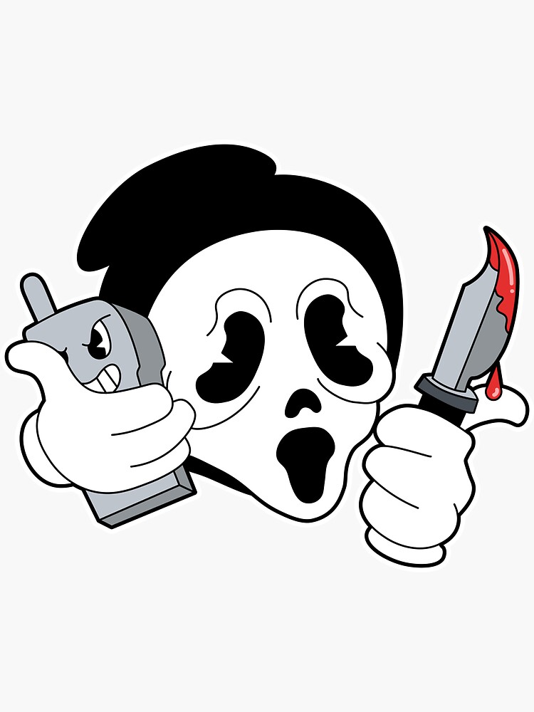 "Ghostface Scream Movie Rubber Hose Cartoon Cuphead Style" Sticker for ...