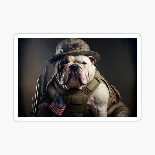 "Tactical Bulldog Portrait" Sticker for Sale by mactendesigns | Redbubble