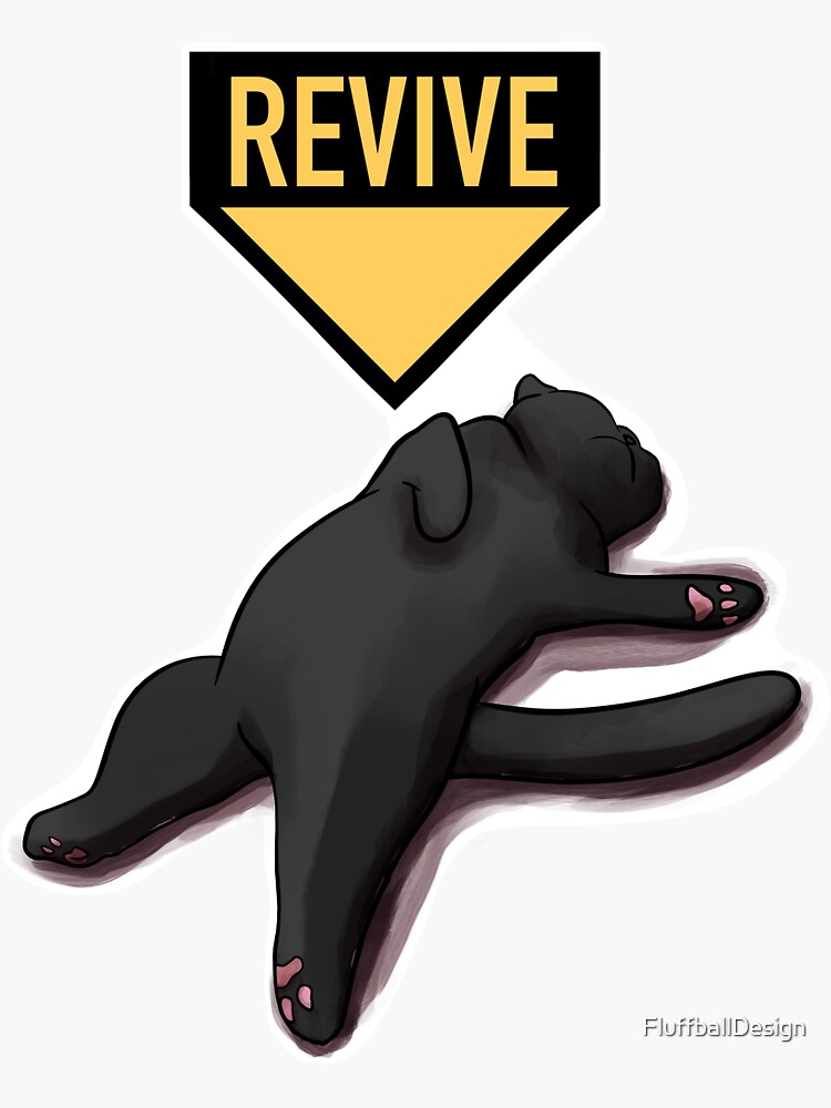 "Revive Cat (Black)" Sticker for Sale by FluffballDesign | Redbubble