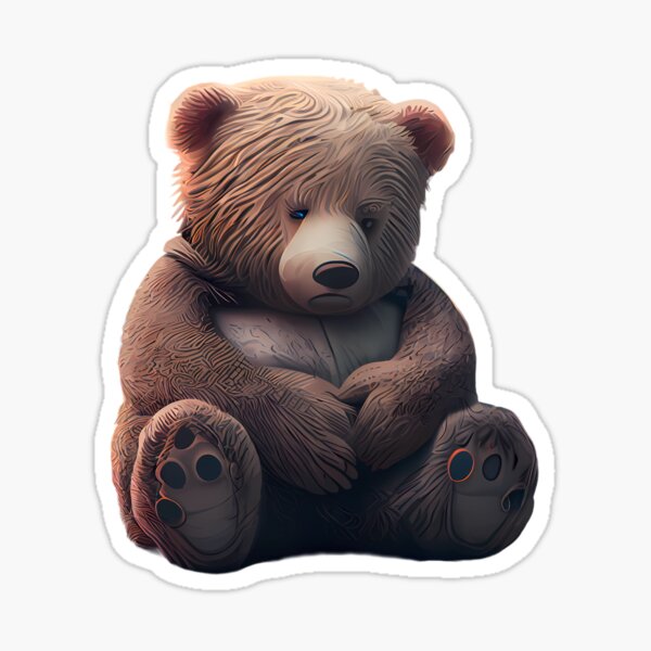 "Sad Little Bear" Sticker for Sale by MTJ-Mushrooms | Redbubble