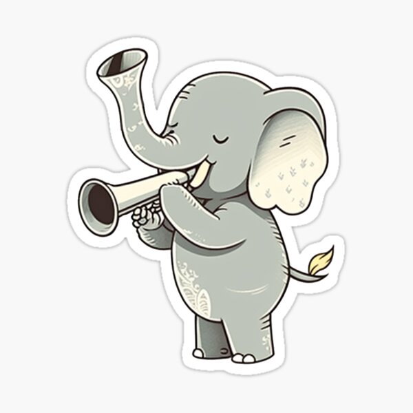 "Cute Elephant Playing the Trumpet" Sticker for Sale by Edsalas101 ...