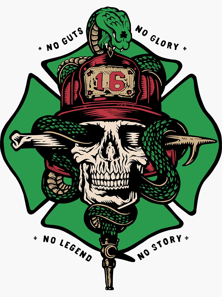 "Firefighter skull and snake" Sticker for Sale by Milico | Redbubble