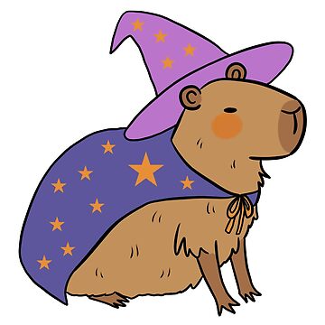 "Cute wizard capybara halloween capybara illustration " Sticker for ...