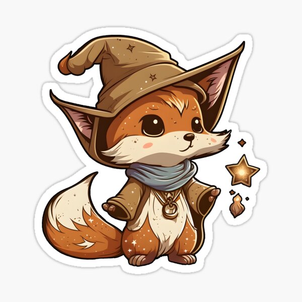 "Cute star wizard fox" Sticker for Sale by tunevisuals | Redbubble
