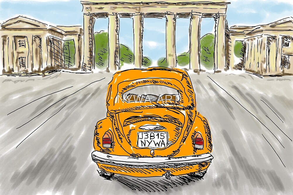 "classic car ink illustration, italian art, vintage" by NYWA-ART ...